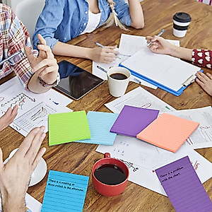 EOOUT 8 Pack Lined Sticky Notes 4x6 Inches, Bright Ruled Self-Stick Pads, Colorful Super Sticking Power Memo Pads, Strong Adhesive Notes for Home, Office, School, Meeting, 45 Sheets/pad