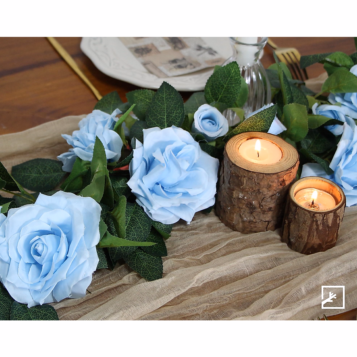 ZIFTY 5Pcs 32.5FT Blue Flower Garland Fake Flower Vines Faux Artificial Floral Garland Hanging Rose Ivy for Wedding Decortions Arch Garden Ceremony Background Outdoor Wall Decor