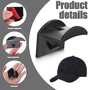 BESARME 12 Pack Hat Hooks for Wall, Strong Hold Hat Hangers, Hat Racks for Baseball Caps, No Drilling, Adhesive Hat Holder Organizer for Door, Closet, Stocking Stuffers Christmas Gift for Men (Black)