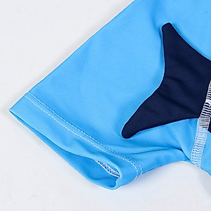 Baby Toddler Boys Two Pieces Swimsuit Set Swimwear Dinosaur Bathing Suit Rash Guards with Hat UPF 50+ (Shark, 6-9 Months)