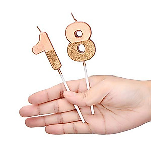 BBTO 18th Birthday Candles Glitter Cake Numeral Candles 18th Birthday Cake Topper Decoration for Birthday Wedding Anniversary Celebration Favor, Rose Gold