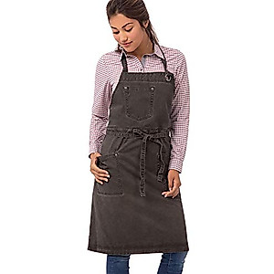 Chef Works Unisex Dorset Bib Apron, Pewter, One Size