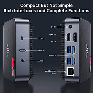 KAMRUI Thin Client Mini PC AMD 4-Core Ryzen 7 3750H Radeon RX Vega 10 Graphics 16GB DDR4 RAM 1TB NVMe SSD WiFi AC BT 4K HDMI DisplayPort USB-C RJ-45 Windows 11 Pro