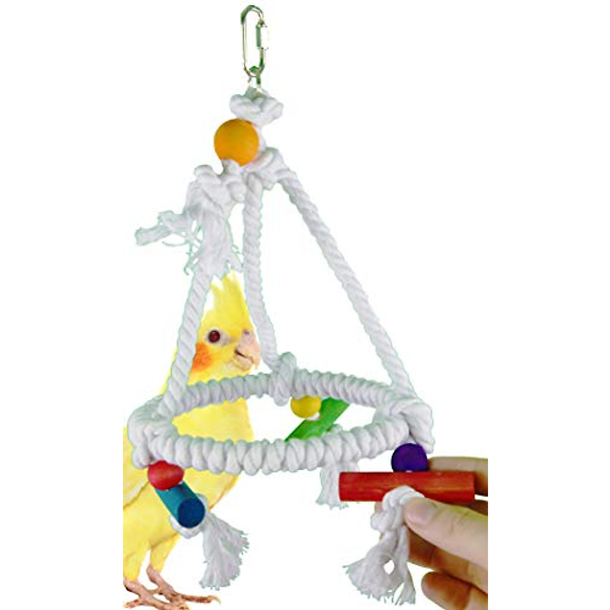 Bonka Bird Toys 1422 Rope Swing Pyramid Perch Toy Parrot Cage Perches Cages Parakeet Lovebird Conure Cockatiel Parakeets Swings Aviary Playground Ring Gym Supplies