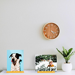 PUJIANG 8.5 x 11 Acrylic Sign Holder with Wood Base 3 Pack,Wood Sign Holder Acrylic Frame Standing Plastic Sign Holder, Double Side Flyer Holder Plexiglass Sign Holder for Store Wedding Front Desk