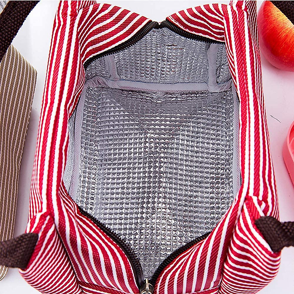 Lunch Bag 4PCS Lunch Organizer for office Lunch Cooler with Zip Closure Foldable Lunch Tote Bag, Reusable Lunch Holder Insulated Lunch Container Picnic Bag for Men Women