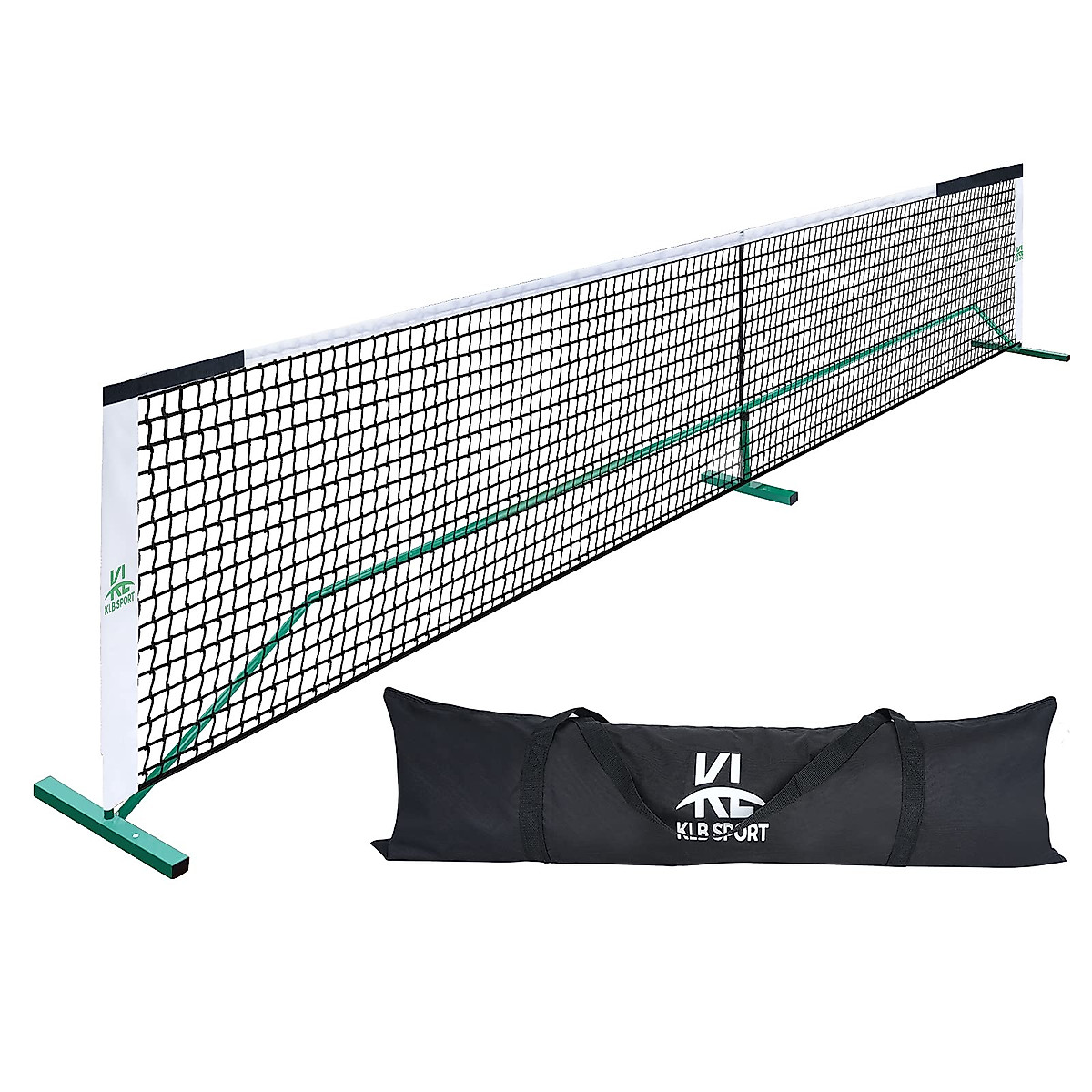 KL KLB SPORT Portable Pickleball Net System Regulation Size Net Set 22FT for Indoor and Outdoor, Designed for All Weather Conditions with Steady Metal Frame, Strong PE Net and 600D Carrying Bag