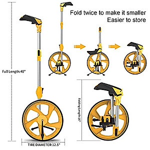 Zozen Distance Measuring Wheel in Feet and Inches, Collapsible Measure Wheel Imperial Industrial Measuring Wheel with Backpack and Tape Measure