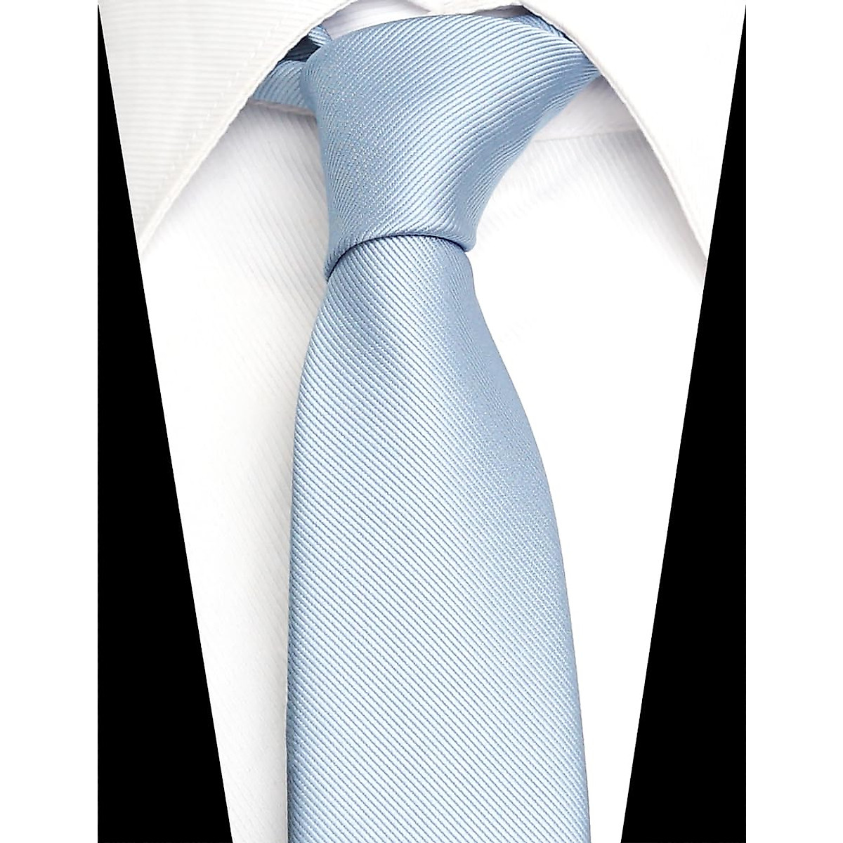 ZENXUS Solid Skinny Ties for Men, 2.5 inch Slim Dusty Blue Necktie
