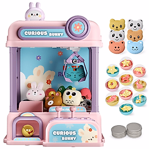 DOLIVE Claw Machine Doll Capsule ,Kids Machines with 6 Dolls 10 Capsule Toys, Grabber Plush, Electronic Adjustable Sounds and Music, Dispenser Arcade Game Toys for Boys Girls