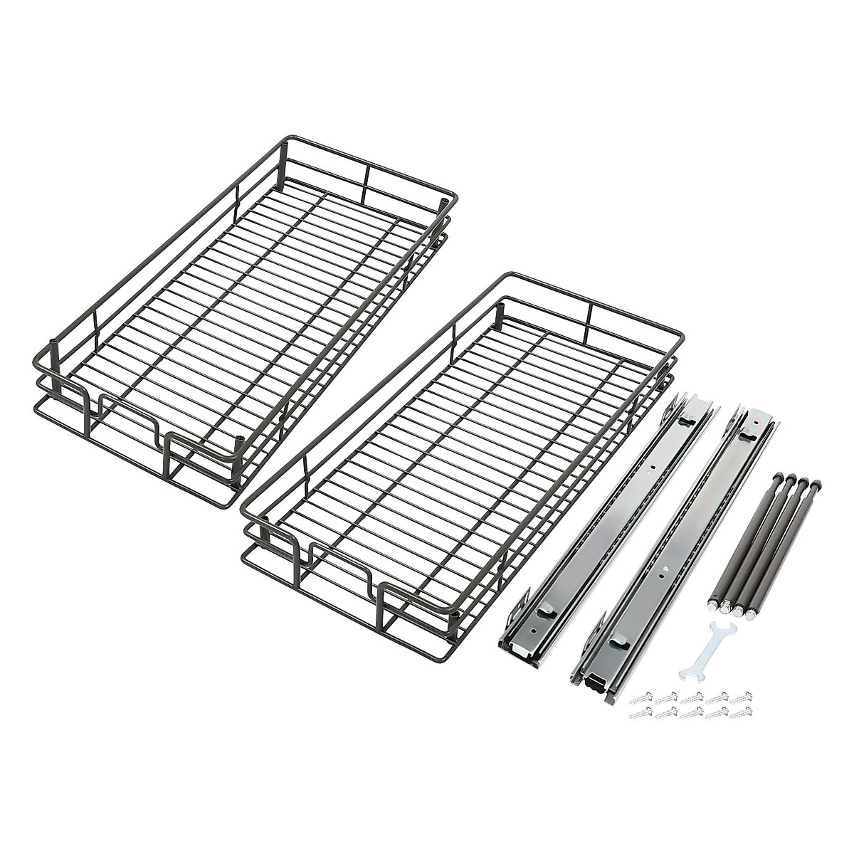 PIOJNYEN Pull Out Cabinet Organizer, 2-Tier Cabinet Pull Out Shelves, Kitchen Cabinet Organizer for Storing Kitchen Utensils Such As Dinner Plates, Bowls, Spices, Baking Supplies (10.5" W X 21.5" D)