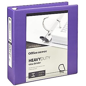 Office Depot® Brand Heavy-Duty D-Ring View Binder, 2" Rings, 54% Recycled, Purple