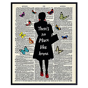 Wizard of Oz Quote, Dictionary Art, Theres No Place Like Home - Upcycled 8x10 Poster print for Girl, Kids Room, Bedroom, Nursery - Unique Gift for Dorothy, Fans - Unframed Photo Print