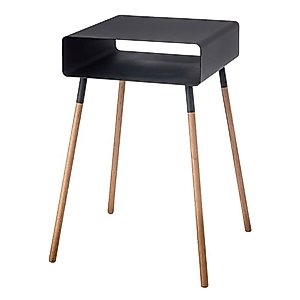 Yamazaki Storage Home | Steel + Wood | Tall | End + Side Tables, Black