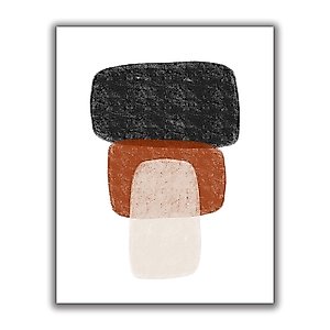 Abstract Black, TerraCotta & Gray Rectangle Contemporary Wall Art | 11x14 UNFRAMED Print | Nordic Modern Mid Century Wall Decor. Shades of Black, Gray/Tan, Clay/Terra Cotta.