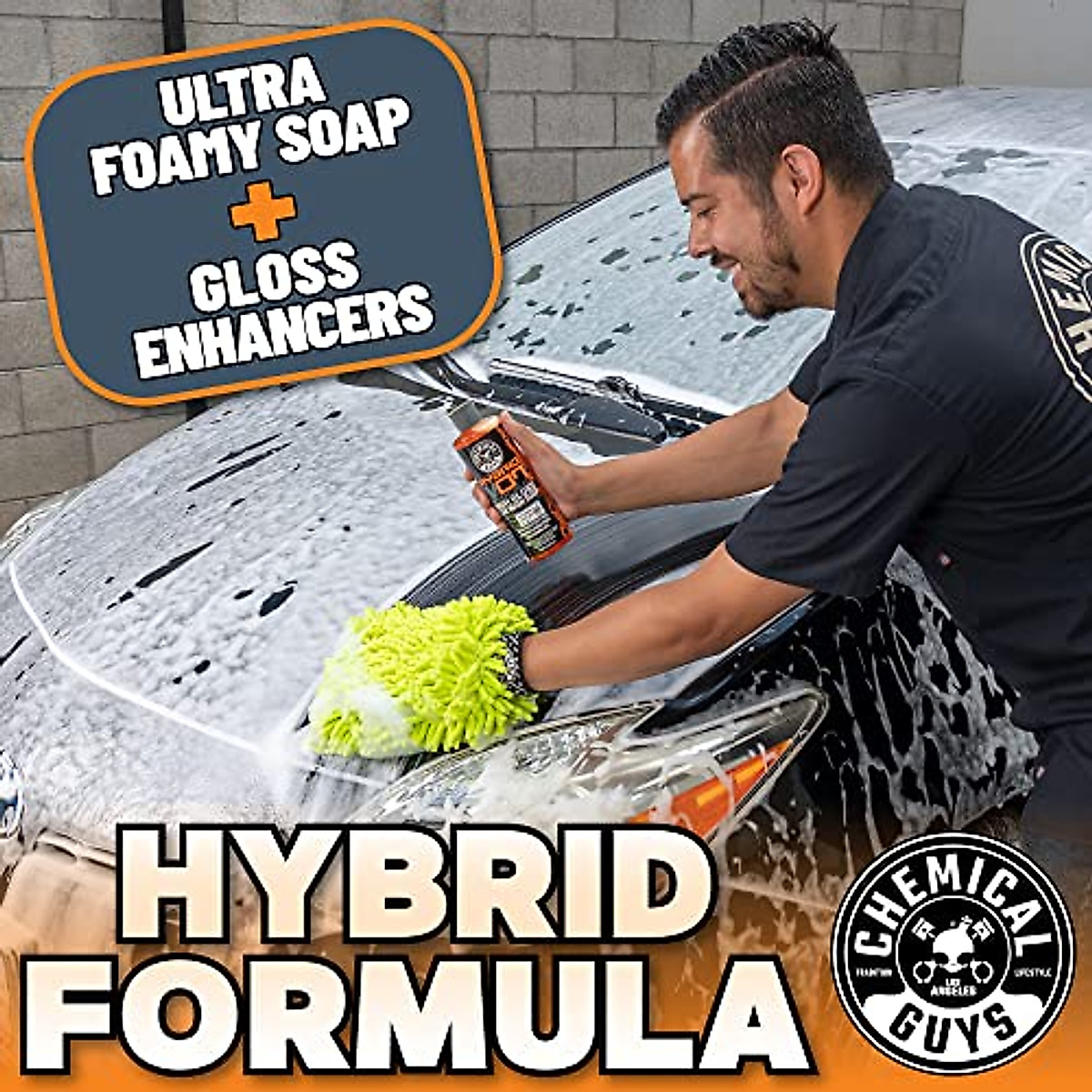 Chemical Guys CWS_808_16 Hybrid Foaming High Gloss Car Wash Soap (Works with Foam Cannons, Foam Guns or Bucket Washes) Safe for Cars, Trucks, Motorcycles, RVs & More, 16 fl oz, Orange Scent