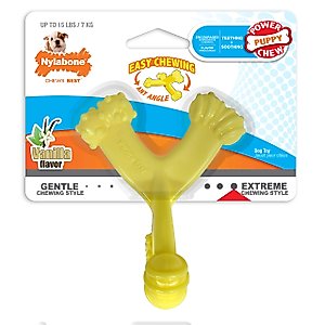 Nylabone Puppy Power Axis Chew Toy - Tough and Durable Puppy Chew Toy for Teething - Puppy Supplies - Vanilla Flavor, Small (1 Count)