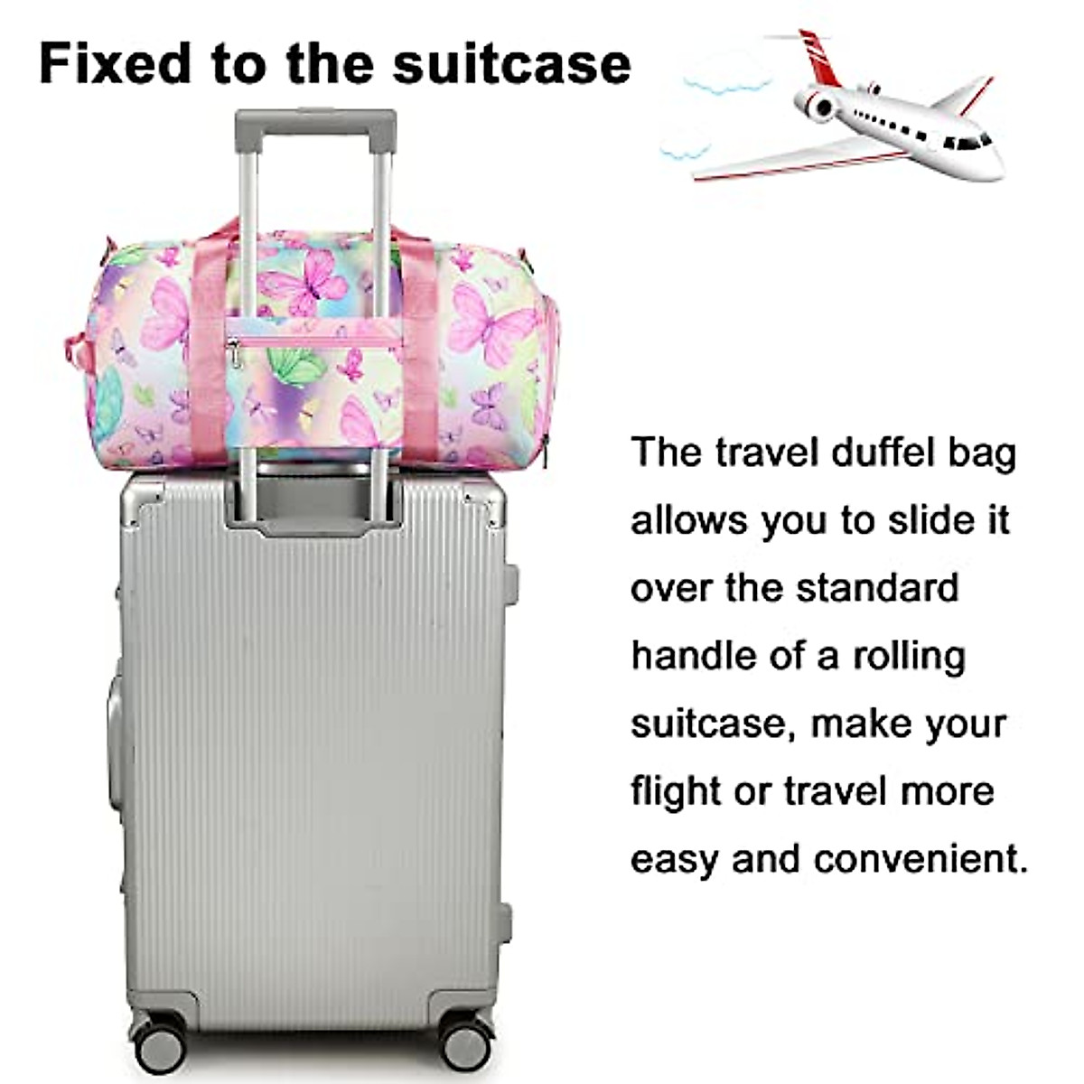 CAMTOP Travel Duffel Bag Girls Women Sport Dance Gym Tote Weekender Overnight Carry-On Bag