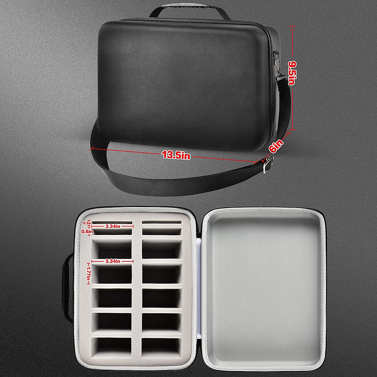 Graded Card Storage Box Compatible with 66+ BGS PSA FGS Graded Sports Trading Cards, Slab Card Case Holder Organizer for Baseball/PM/MTG with 34 Custom Impact Absorbing Foam Slots (Bag Only)