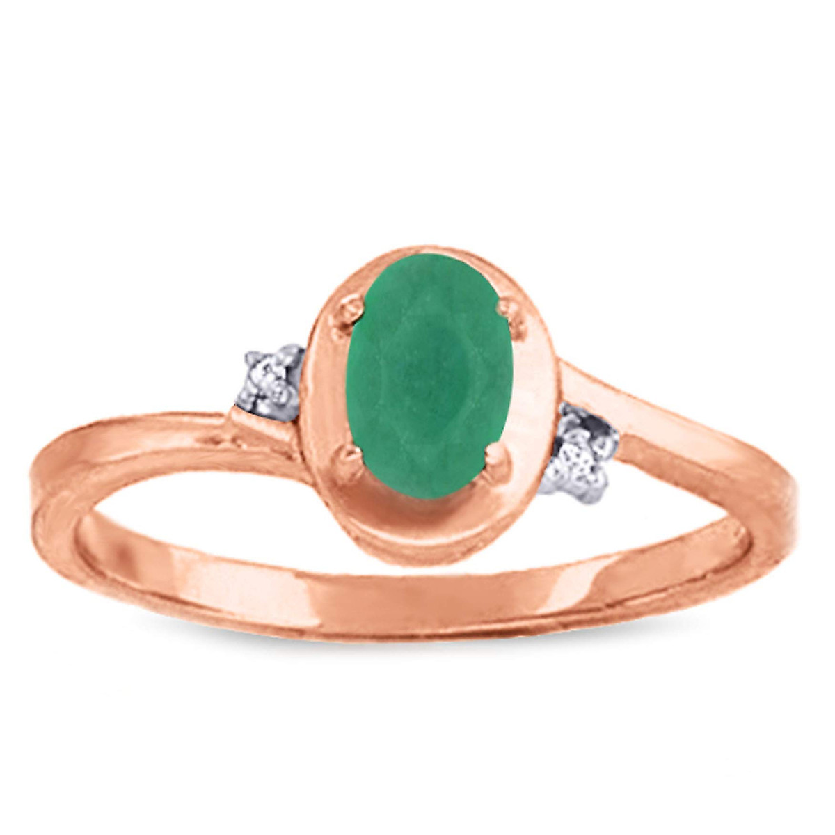 Galaxy Gold GG 14k Rose Gold Ring w/Natural Diamonds And Emerald - Size 10.5