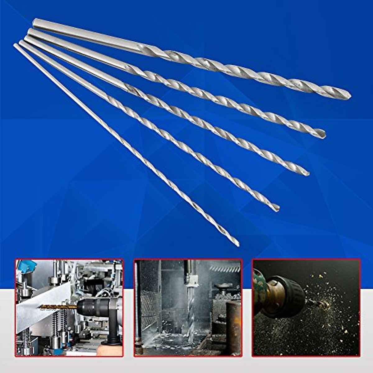 Long Twist Drill, 5Pcs 2-5mm Straight Shank Twist Drill Bit Tool Extra Long Drill Bits Set High Speed Steel Stainless Steel Straight Shank Tool Installer Drill Bit for Drilling Wood