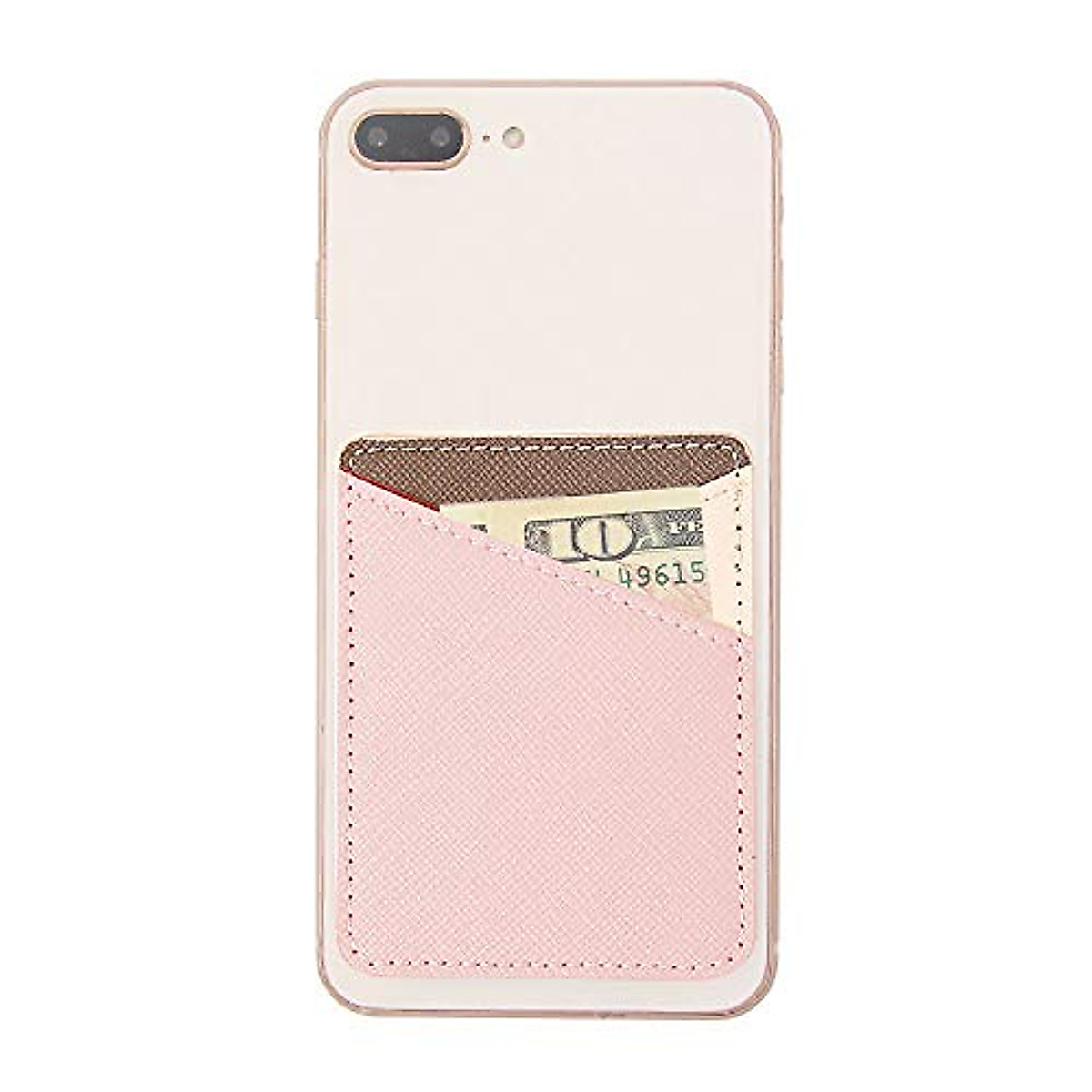 lenoup PU Leather Stick on Cell Phone Wallet,Cell Phone Card Holder Phone Pocket for Credit Card, Business Card ID and Keys(Beige)