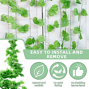 BigOtters Vines for Room Decor, 12 Pack Fake Ivy Leaves Artificial Ivy Garland Hanging Plant Vine for Bedroom Wall Wedding Decor, 90.5Ft