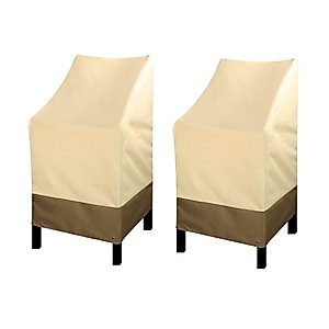 High Back Patio Chair Covers Waterproof Heavy Duty Stackable Outdoor Bar Stool Cover Black Patio Furniture Covers Outside Lounge Deep Seat Covers, Lawn Chair Covers, High Back with Lock Hole-4 Pack