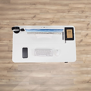 VIVO Electric Height Adjustable 40 x 24 inch Stand Up Desk, Complete Standing Workstation with 2 Button Controller, White 2 Part Top, White Frame, DESK-EP40TW