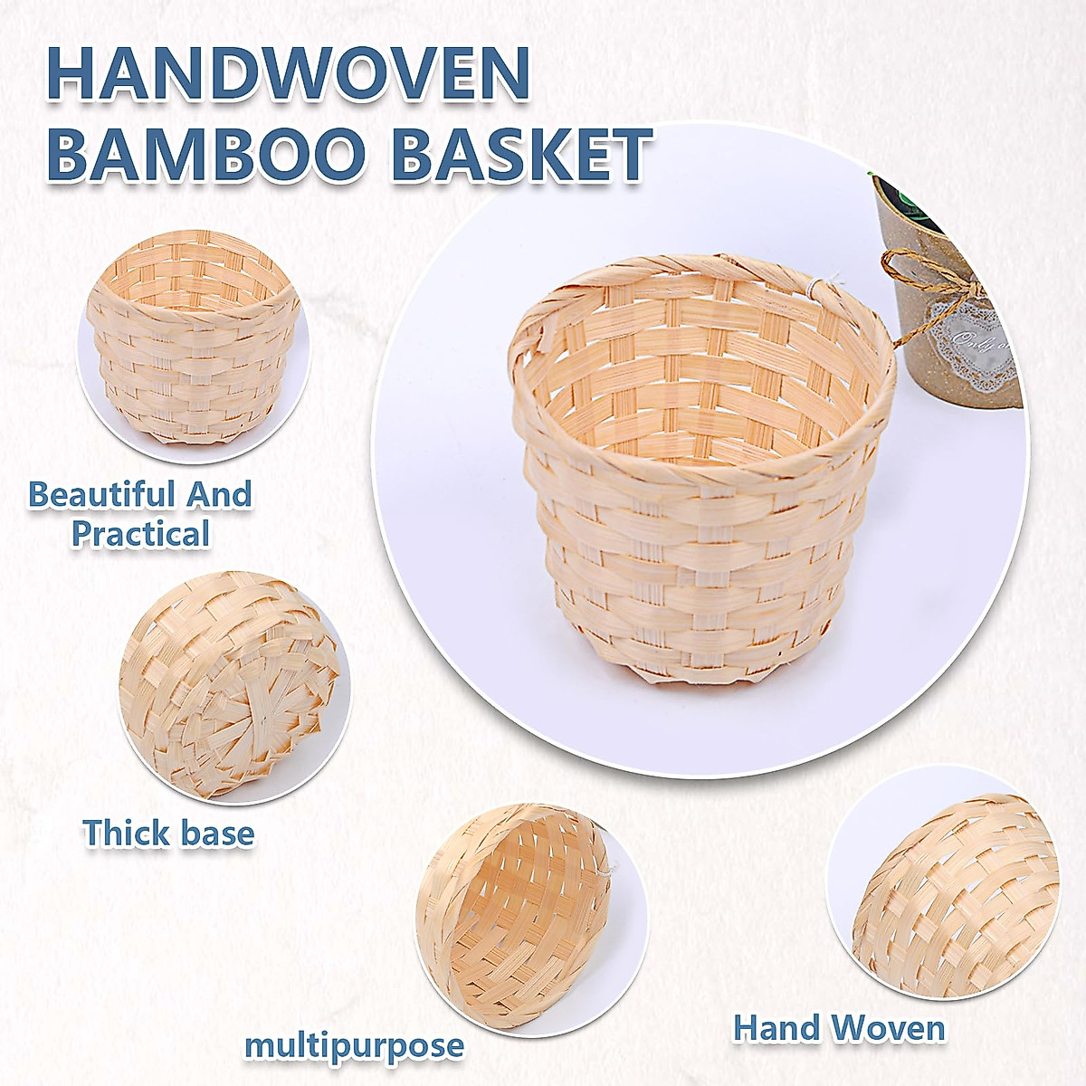 6PCS Mini Woven Baskets Without Handles for Party Favors Crafts Decor (7. 5x6cm)