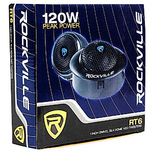 Pair Rockville RT6 240 Watt Car 1" Silk Dome Neo Swivel Tweeters+Crossovers , Black
