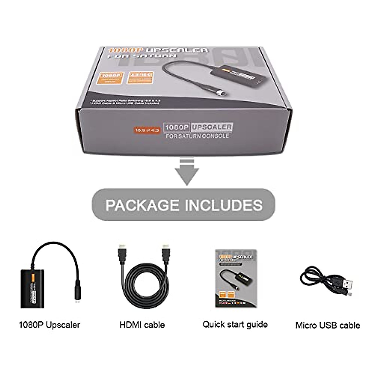 Kacenray HDMI Converter for Sega Saturn 1080P Upscaler HDMI Adapter Cable S-Video Input 4:3/16:9 Aspect Ratio Switching