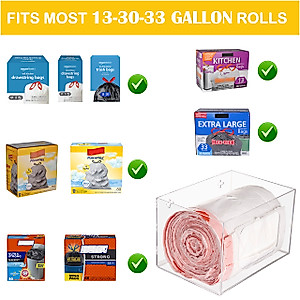 SEANADO Extra Large Trash Bag Dispenser Roll Holder, Wall Mount Acrylic Kitchen Under Sink Pantry Organizer Storage Box for 13 33 30 Gallon Garbage Bag Grocery Bag Plastic Bag Holder