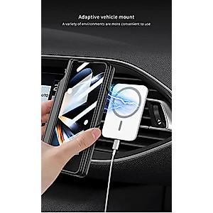 BAILI Galaxy Z Fold4 Magnetic Case,Support Magsafe and Wireless Charger for Z Fold 4,Ultra -Magnetic Suction Z Fold4 Case with Kickstand & S Pen Holder Adapts Vehicle Bracket Clear Mirror Cover Black