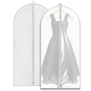 Garment Bag for Hanging Clothes, White PEVA Lightweight Breathable Garment Covers for Closet Storage, Suitable for Shirts, Jackets, Gowns Winter Long Coats, Dance Costume(24 x 47 Inches)