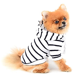 SMALLLEE_LUCKY_STORE Pet Striped Hoodie Sweatshirt Hooded for Small Medium Dog Cat Puppy Pullover French Bulldog Pug Boston Terrier Sweater with Hat Cold Weather Coats Winter Warm Clothes