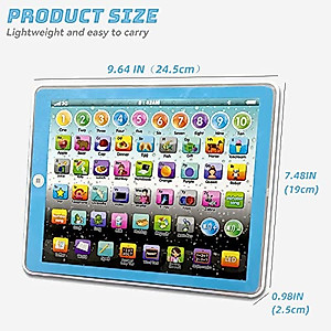 Wenbeier Kids Tablet Learning Pad Toddler Tablet with ABC Word Song Music Number Electronic Interactive Toy for Educational Preschool Boys & Girls 3-8 Years Old