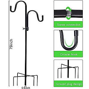 Shepherds Hook 79 Inch (2pcs), Adjustable Shepherds Hook, for Hanging Solar Lights, Bird Feeders, Mason Jars, Christmas Lights, Lanterns, Garden Stakes and Wedding Décor