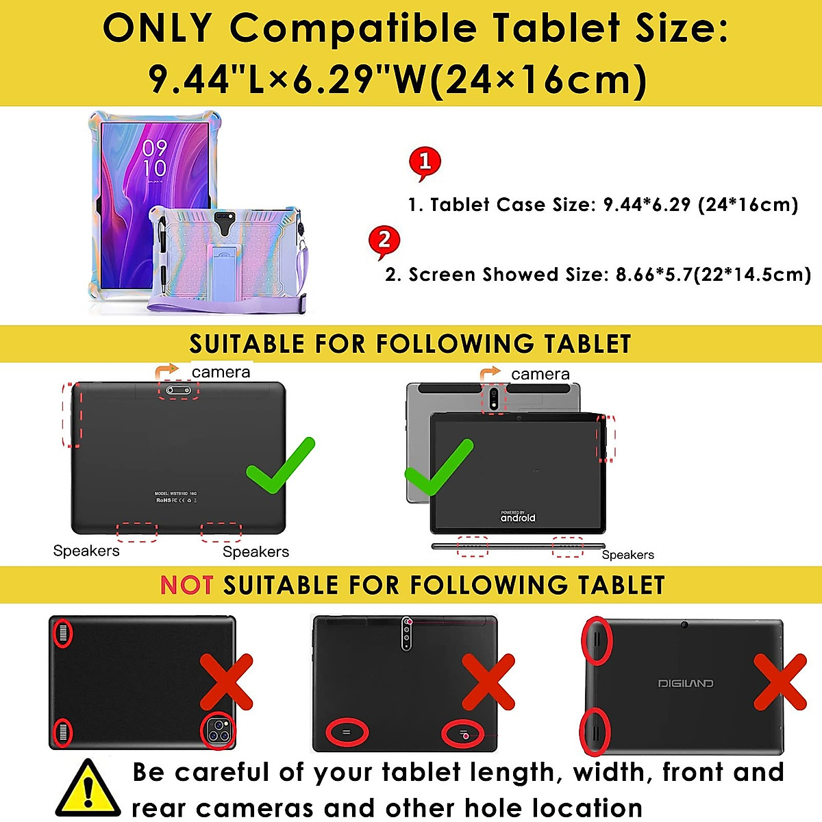 DETUOSI ZZB 10.1 inch Silicone Case with Shoulder Strap & Stylus Pen, Multi-Angle Stand Tablet Case, Soft Lightweight Cover for Winsing MTK 10 inch Tablet, ANTEMPER Touch, Rose Red & Purple
