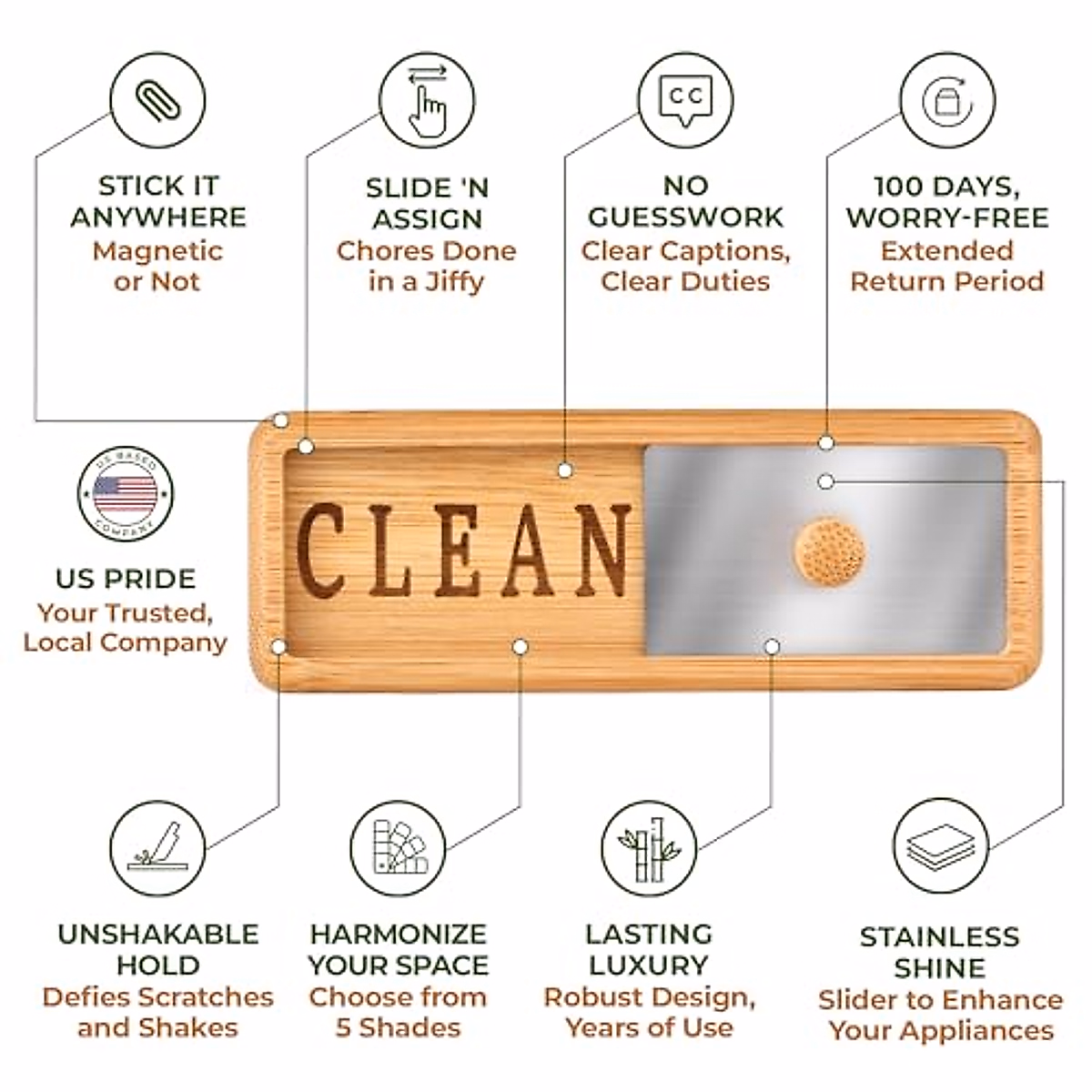TEYGA Dishwasher Magnet Clean Dirty Sign Indicator - Clean Dirty Dishwasher Magnet, Dirty Clean Dishwasher Magnet, Clean and Dirty Dishwasher Magnet, Clean Dirty Magnet, Dishwasher Sign Clean Dirty