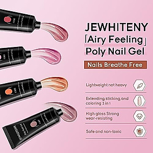 JEWHITENY Poly Extension Gel Nail Kit 14 PCS Poly Gel With Mini Nail Lamp Poly Nail Gel Kit with Slip Solution Basic Poly Gel Nail Art Tools Nail Art Design Beginner Kit