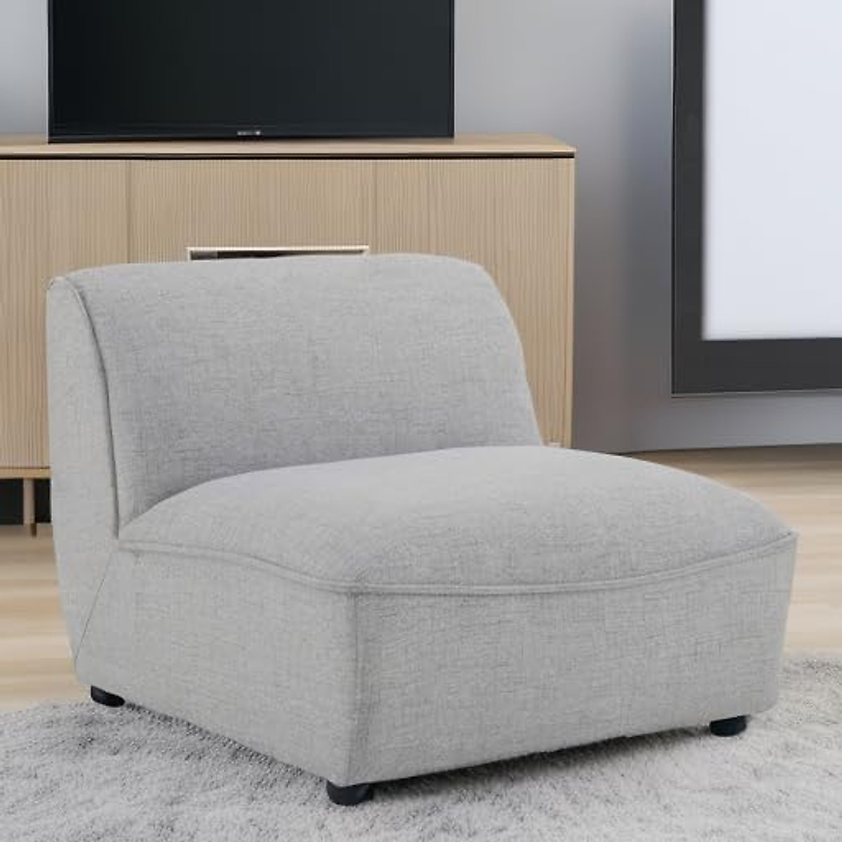 Modway Comprise Fabric Upholstered Sectional, Armless Chair, Light Gray