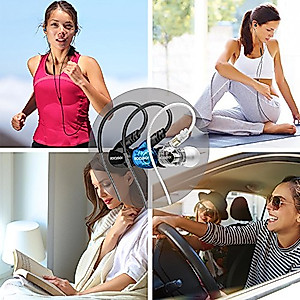 ROCUSO Noise-Isolating Musician's in Ear Monitor, Wired Over Ear Stereo Bass Headphones with Microphone, Waterproof Sport Earbuds for Running, Jogging, Gym, Clear