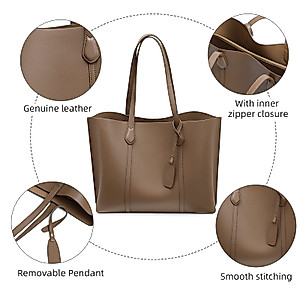 Seammer Leather Tote Bag for Women Large 13.58 Inch Shoulder Purses and Handbags