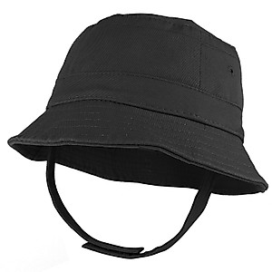 Trendy Apparel Shop Infant Baby's 100% Cotton Bucket Hat with Adjustable Chin Strap - Black