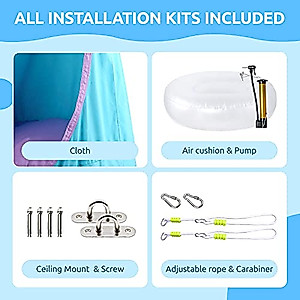 HAPPY PIE PLAY&ADVENTURE HappyPie Frog Folding Hanging Pod Swing Seat Indoor and Outdoor Hammock for Children to Adult (Blue)