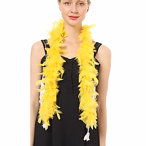 Over 10 Color 25 Gram, 4 Feet Long Chandelle Feather Boa,Kids Feather Boa, Great for Party, Wedding, Halloween Costume, Christmas Tree, Decoration (Yellow)