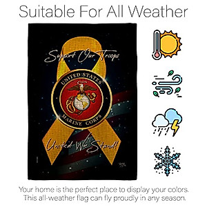 Breeze Decor Support Marine Corps Burlap House Flag Set Armed Forces USMC Semper Fi United State American Military Veteran Retire Official Banner Small Garden Yard Gift Double-Sided, Made in USA