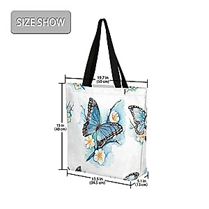 Butterfly Canvas Tote Bags Women Large Casual Shoulder Bag Handbag, Butterfly Reusable Shopping Bags Multipurpose Grocery Bag for Outdoors