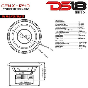 DS18 12" Subwoofer Combo Package with GEN-X124D Subwoofer and CANDY-X1B Monoblock Amplifier
